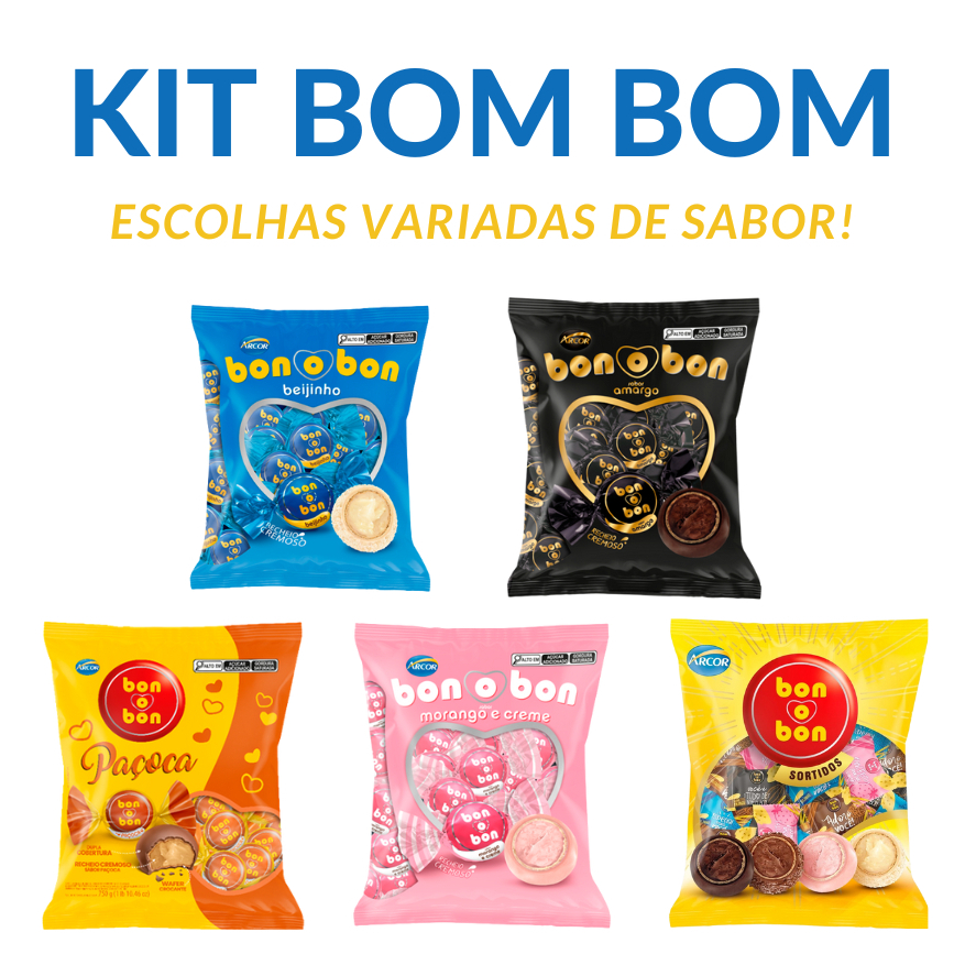 Kit 2 Bon o Bon /Bom Bom – 5 Sabores , 750g (50 Unidades) - Arcor ...