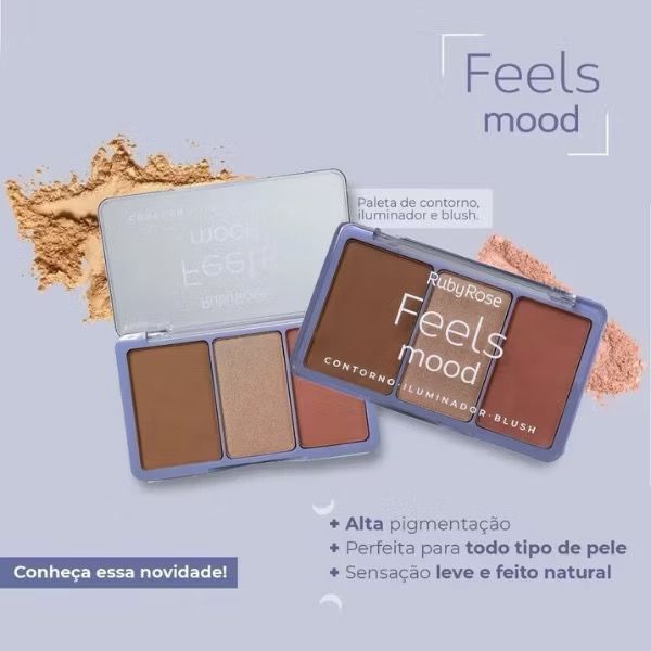 Paleta Trio Contorno Iluminador Blush Feels Mood - Ruby Rose | Shopee Brasil