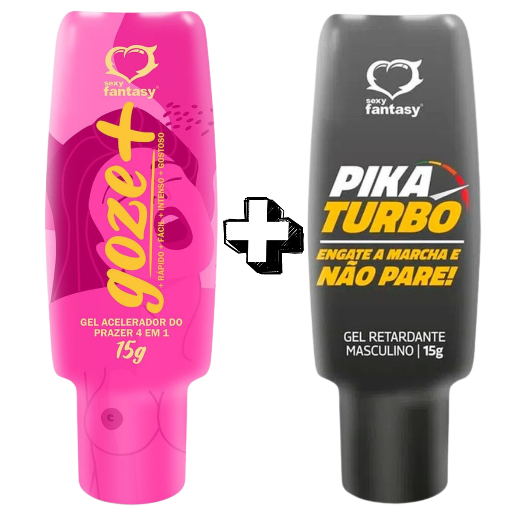 Kit Casal Pika Turbo + Goze Mais 15g Sexy Fantasy Prazer Duplo Retarda Gel Lubrificante Feminino ...