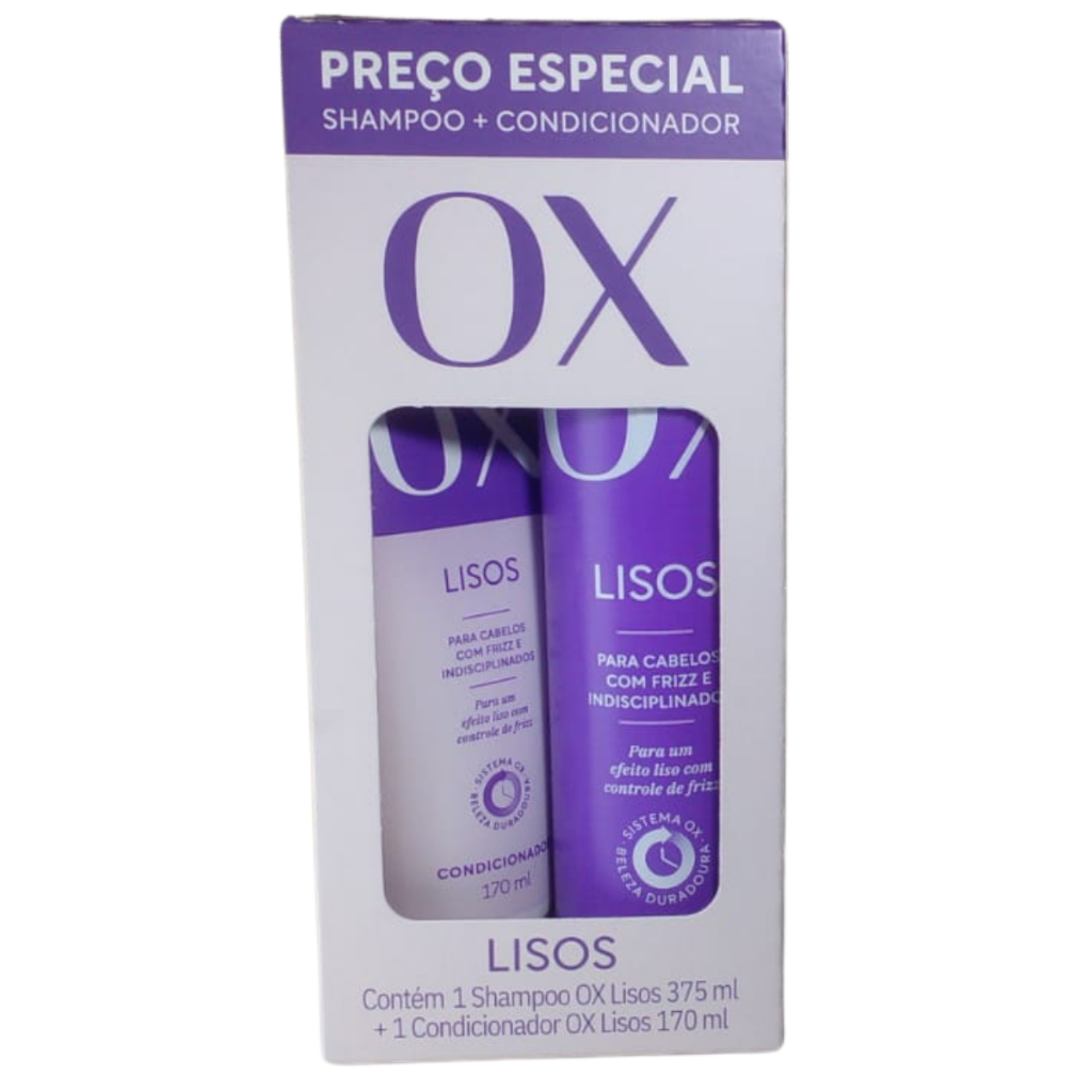 Kit OX Lisos Shampoo 375 ml e Condicionador 170ml | Shopee Brasil