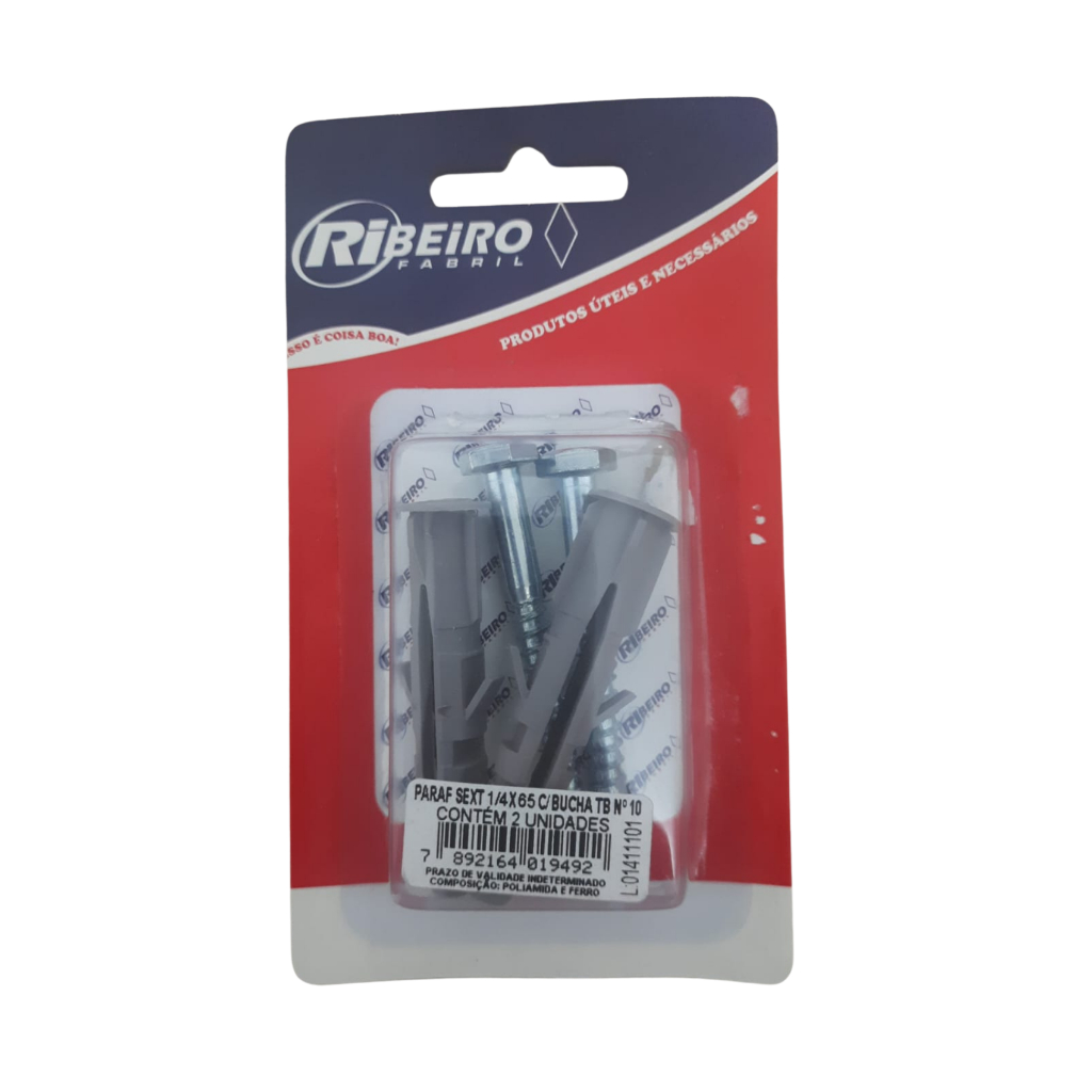 Bucha 10mm Tijolo Bloco Parede Oca C/ Aba Com Parafuso cartela com 2 ...