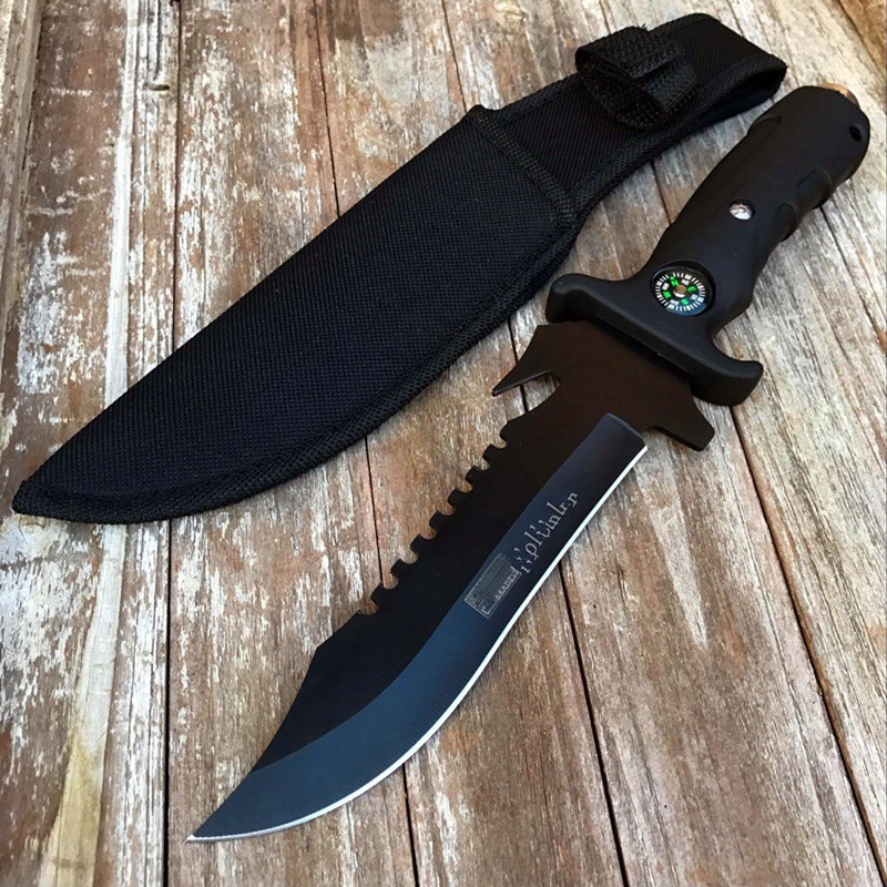 Faca Rambo Militar | Lâmina Serrilhada | Ideal para Sobrevivência, Caça ...