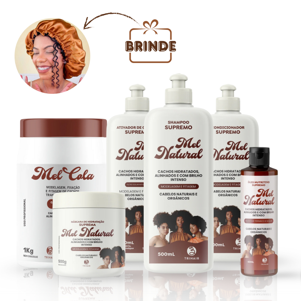 Linha Completa Mel Natural + Mel Cola Trihair 1kg Para Definição ...