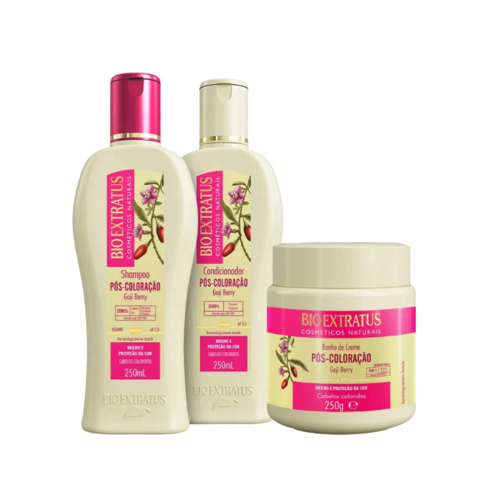 Kit Bio Extratus Pós Coloração (250mL/g) Shampoo, Condicionador e Banho ...