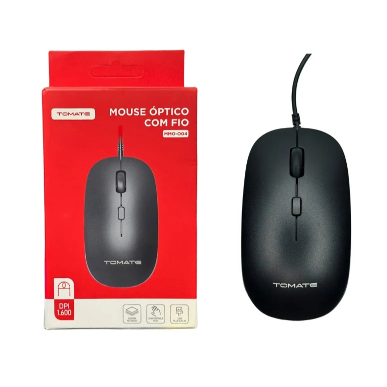 Mouse Óptico Usb Tomate Mmo-o04 1600dpi Ambidestro | Shopee Brasil