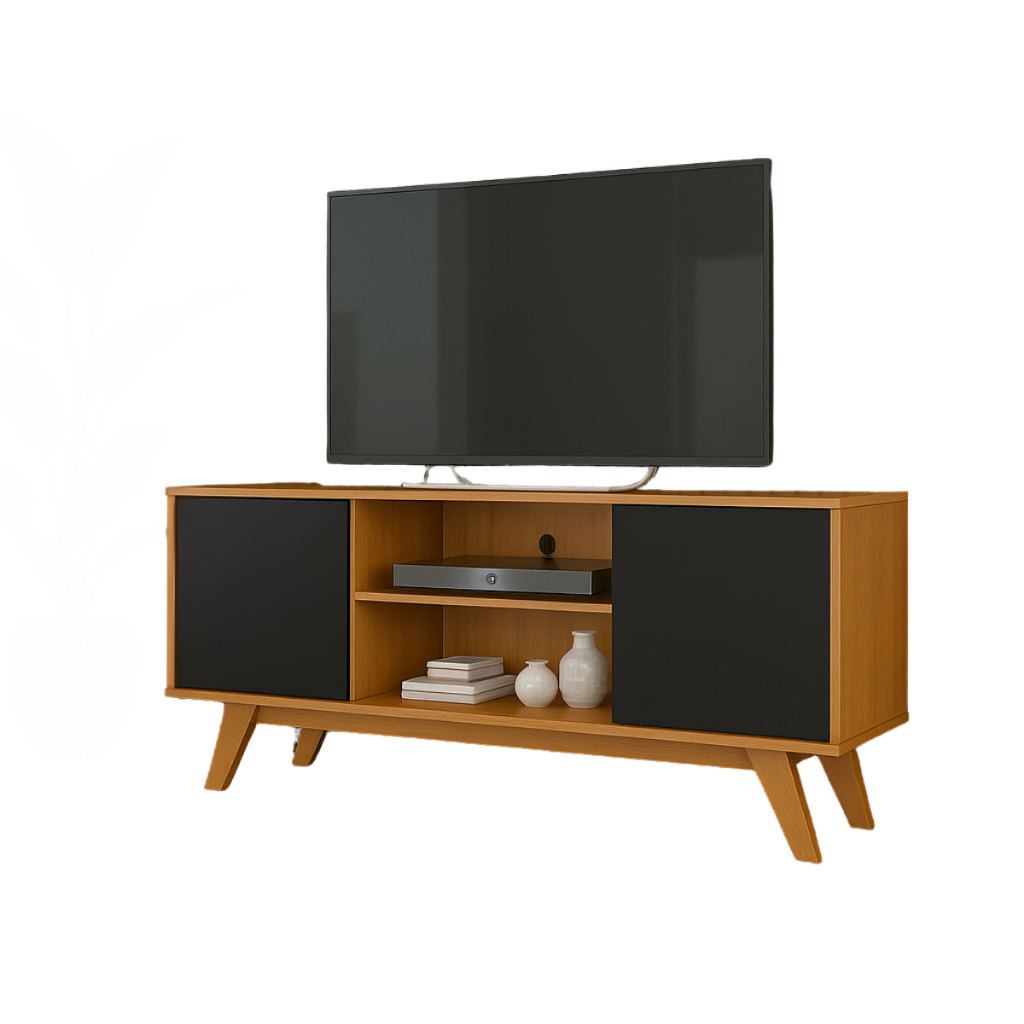 Rack Turim Para TV de até 50 Polegadas Com 2 Portas Pés Madeira Sala Nicho Divisórias | Shopee ...