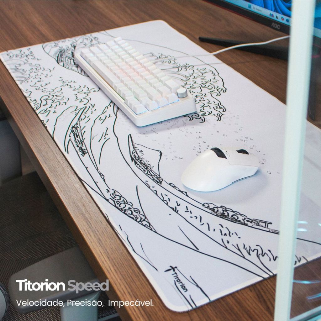 Mouse Pad Gamer Extra Grande Profissional 90x40 Deskpad Branco Preto ...