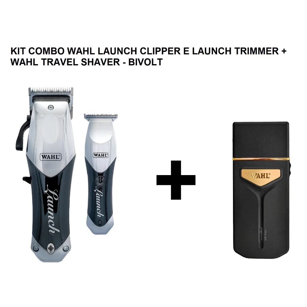 Kit Combo Wahl Launch Clipper e Launch Trimmer + Wahl Travel Shaver ...