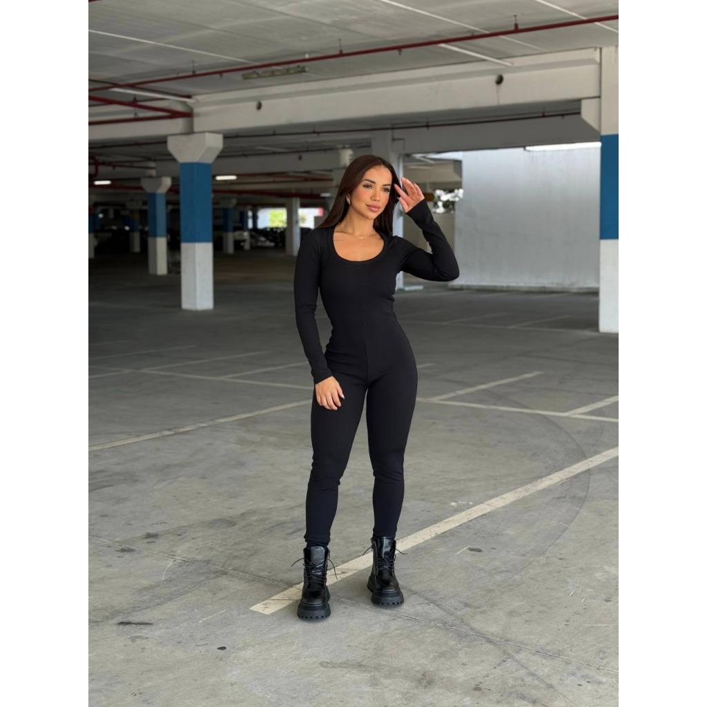Macacão Manga Longa Virginia Canelado Legg Fitness Academia Premium ...