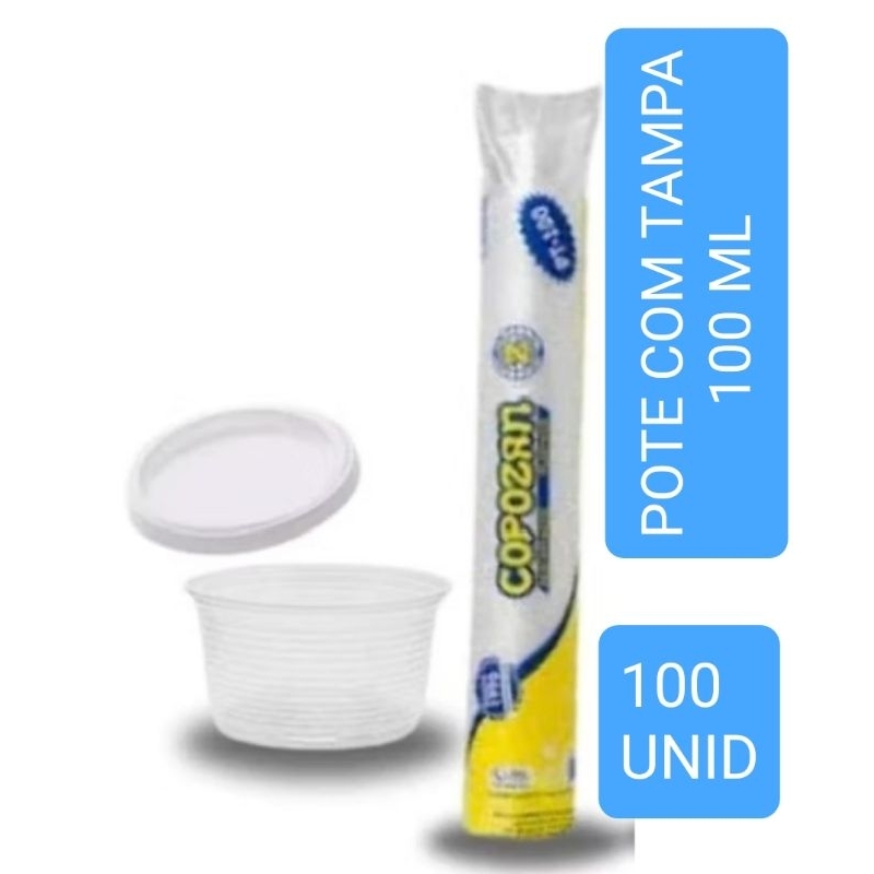 Pote Bolo com Tampa 100ML Pacote com 100 Unidades Copozan. Bolo Pote. | Shopee Brasil