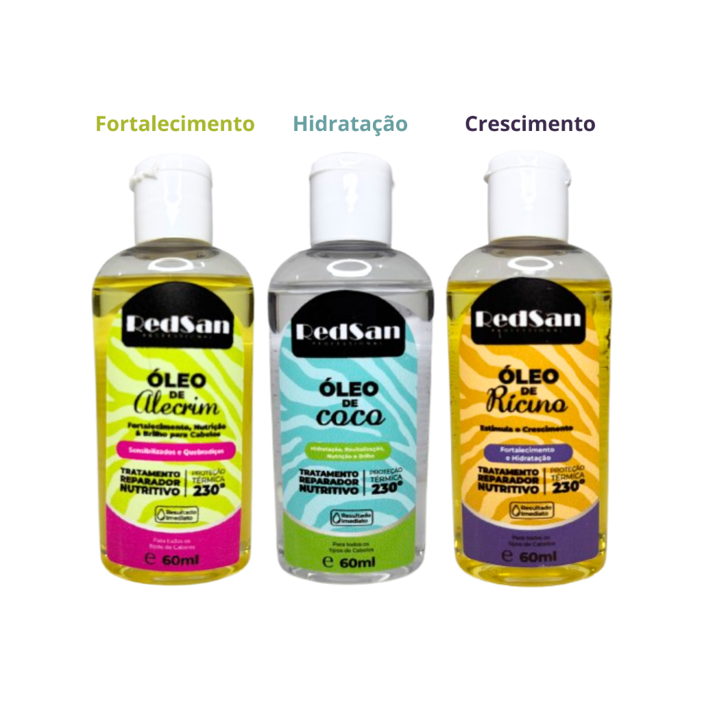 Kit Terapia Capilar com 3 Óleo de Rícino, Alecrim e Coco - 60ml ...