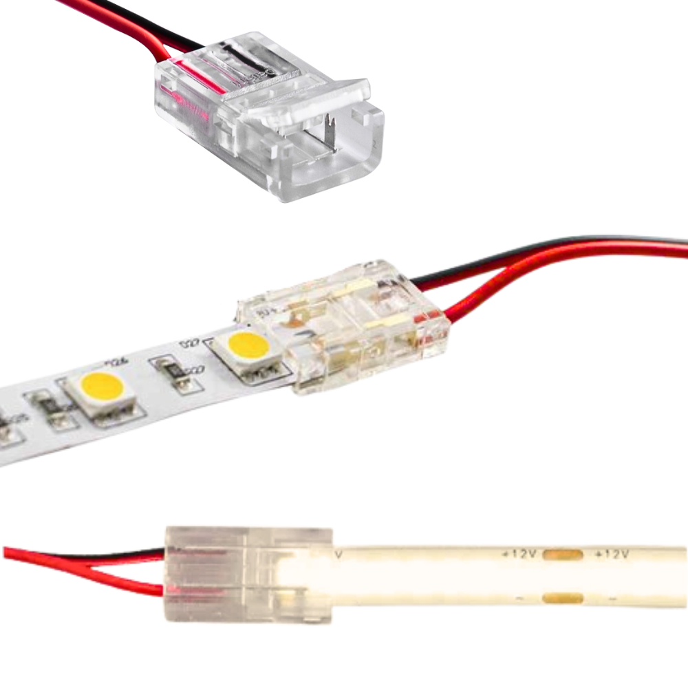 Kit Conector para Fita Led 10mm Rabicho Emenda Terminal 2 Vias 127v220v ...