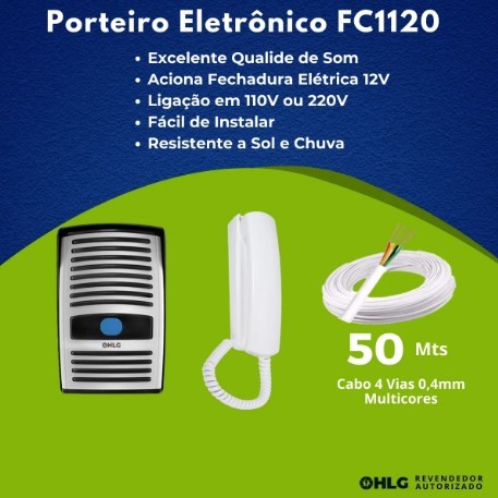 Porteiro Interfone HLG com Cabo 50 metros som alto | Shopee Brasil