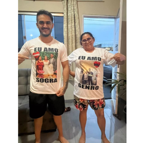 Kit 2 Camisas Personalizada Com Foto EU AMO MEU GENRO / EU AMO MINHA ...
