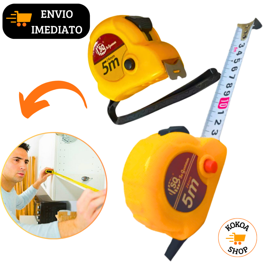 Trena Métrica 5 metros x 24 mm com Trava e Alça Fita para Tirar Medidas ...
