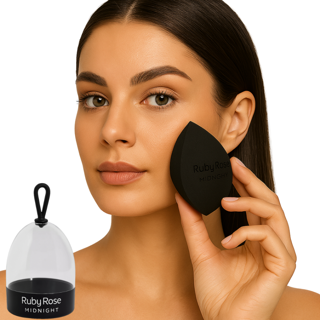 Esponja Chanfrada Midnight Com Case Ruby Rose Cor Preto Tamanho da esponja Median | Shopee Brasil