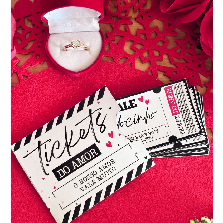 Kit Cartões Tickets do amor Vale Presente Dia dos Namorados ...
