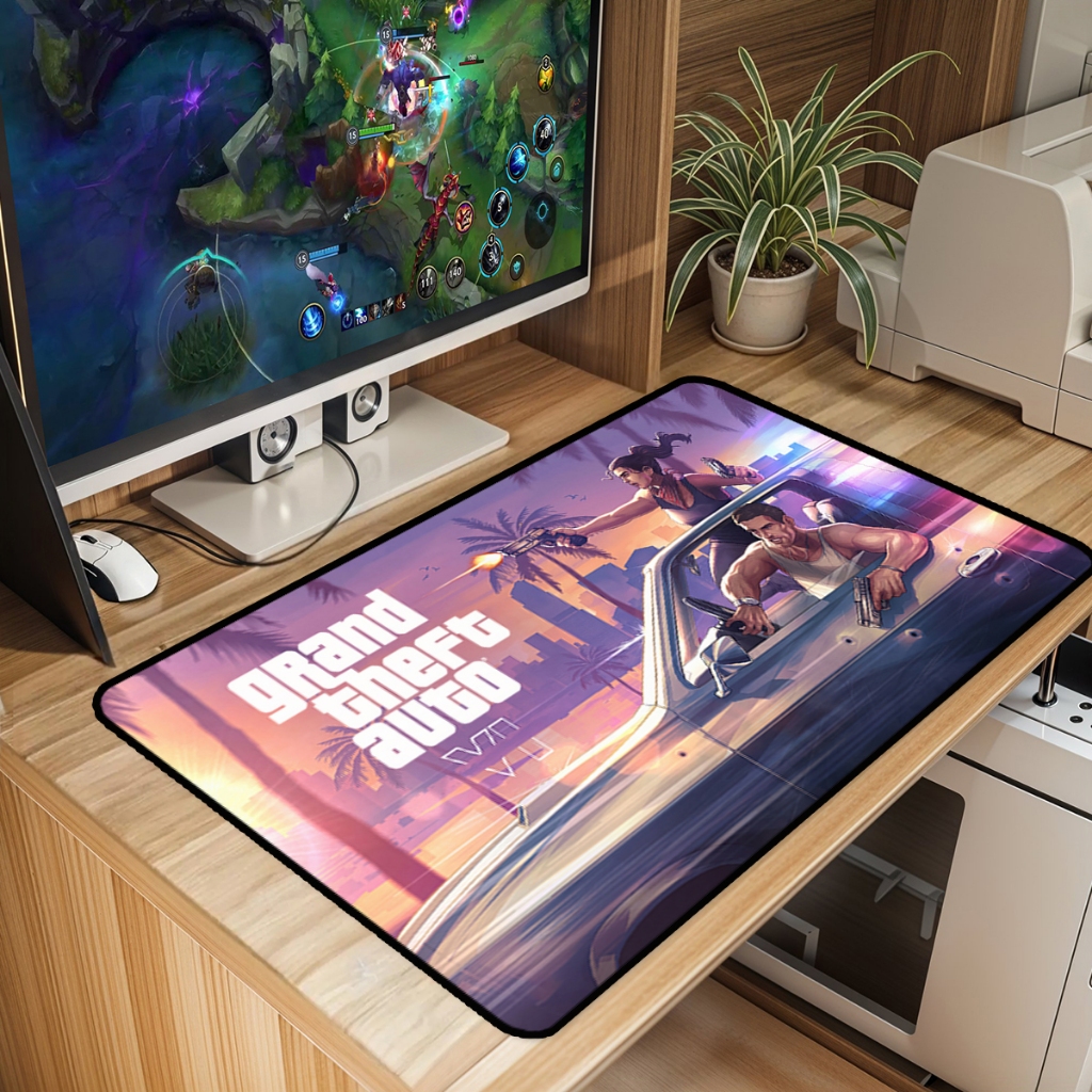 Mouse Pad GTA 6 Gamer Antiderrapante Grande 70x35 80x35 90x40 90x50 cm ...