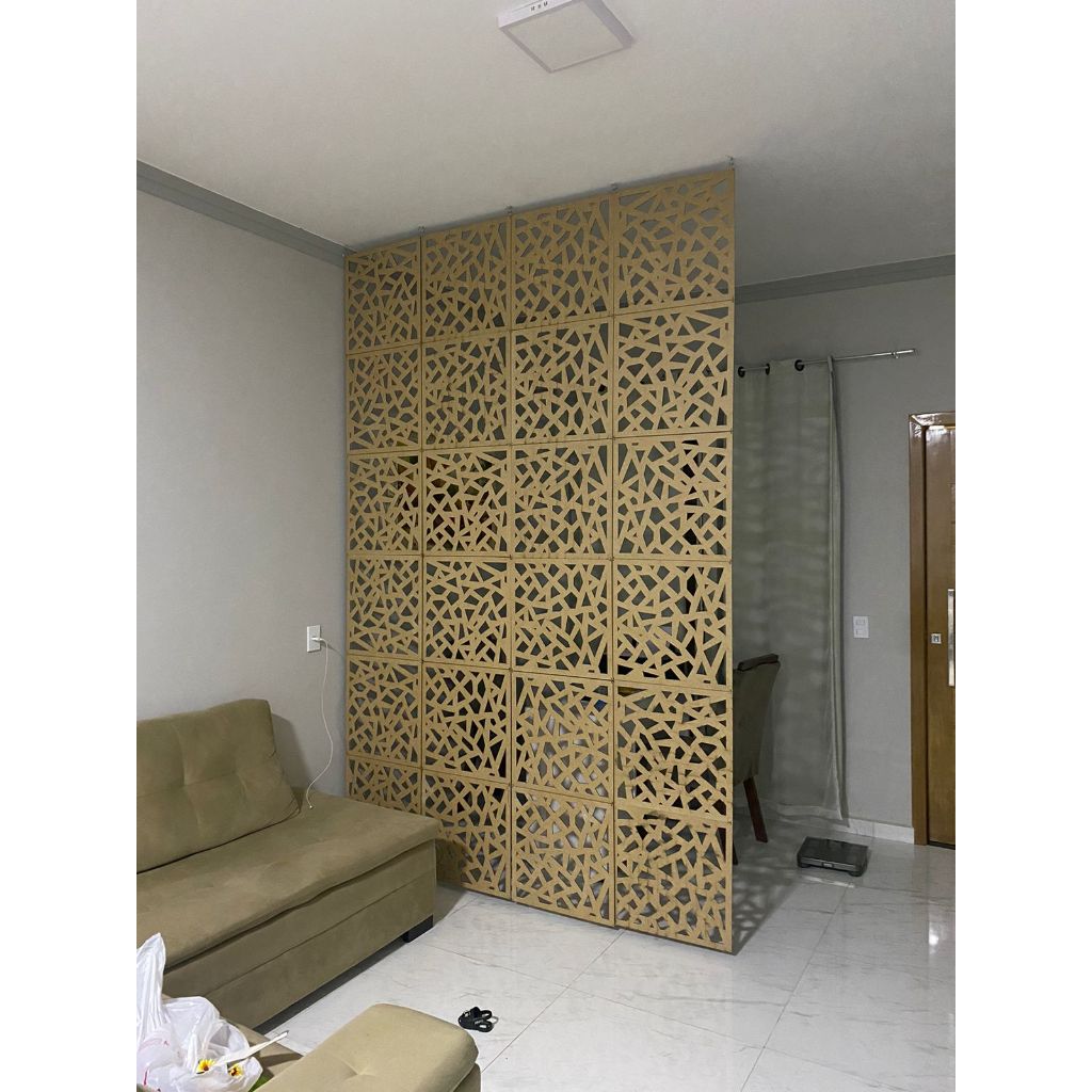 Kit Com 12 Módulos P/Divisória De Ambiente Biombo 29x29 Cm MDF Decore ...
