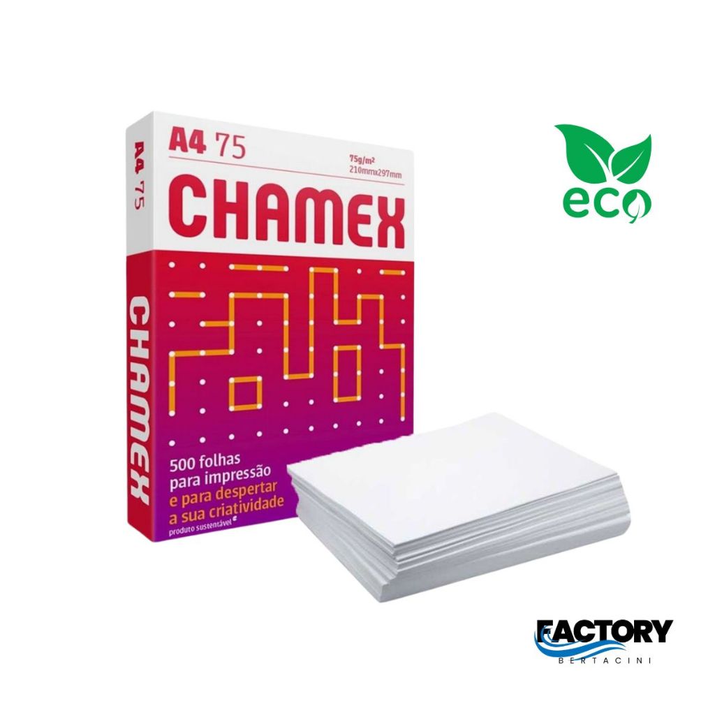 Papel Folha Sulfite A4 Chamex Pacote com 500 Folhas. | Shopee Brasil
