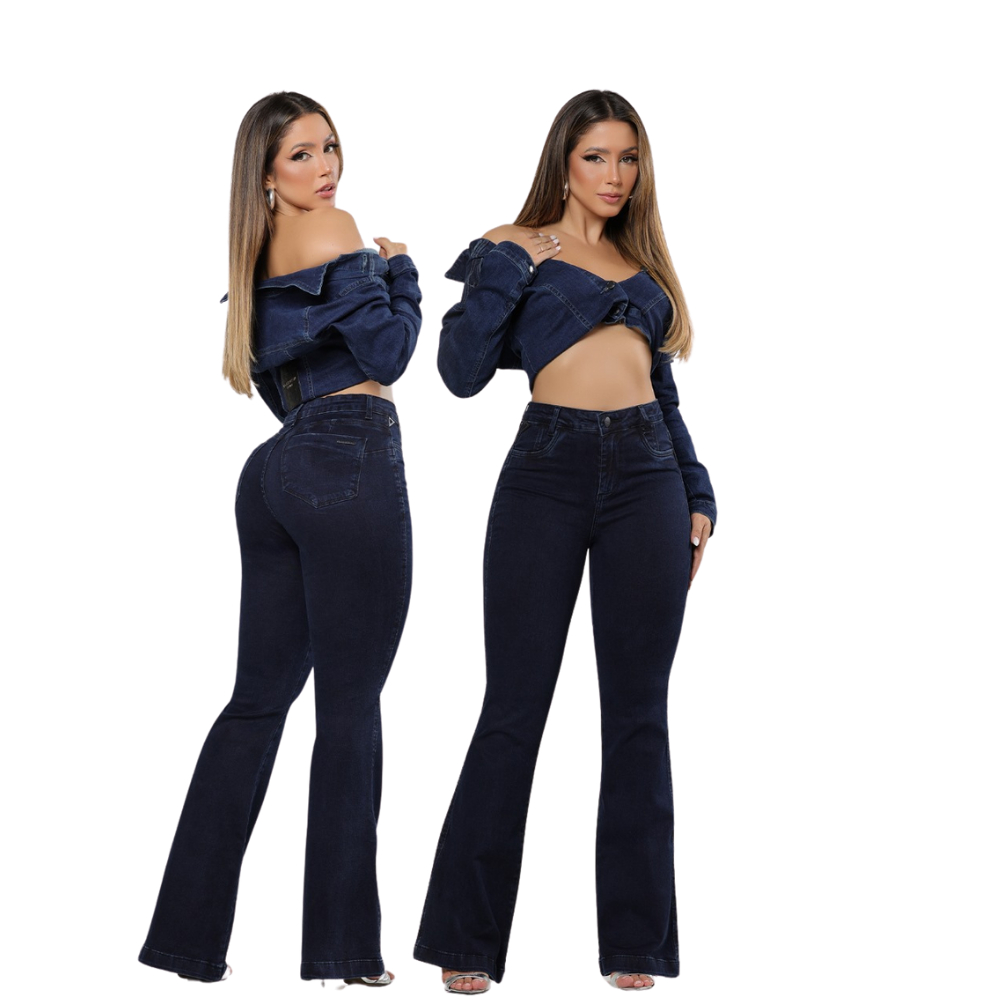 Calça Jeans Feminina Valentin Jeans Modelo Flare Com Elastano Cintura ...