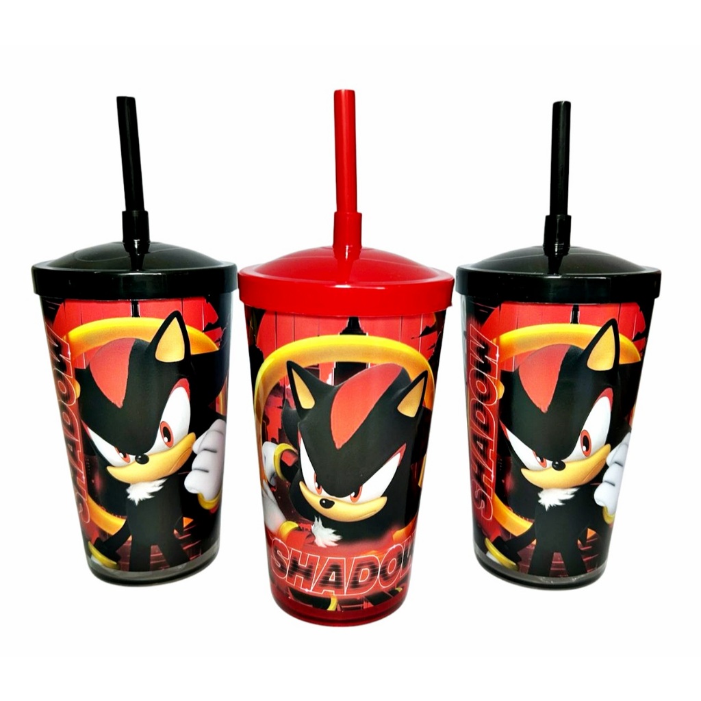 Lembrancinhas Shadow do Sonic Copo com canudo Pct. 5 Unidades - Shadow ...