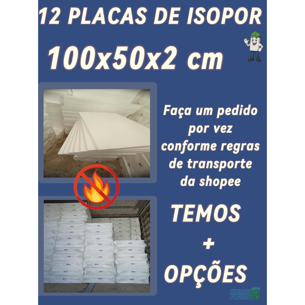 PLACAS DE ISOPOR EPS - PACOTE COM 12 PLACAS (100x50x2 cm) ISOPOR ...