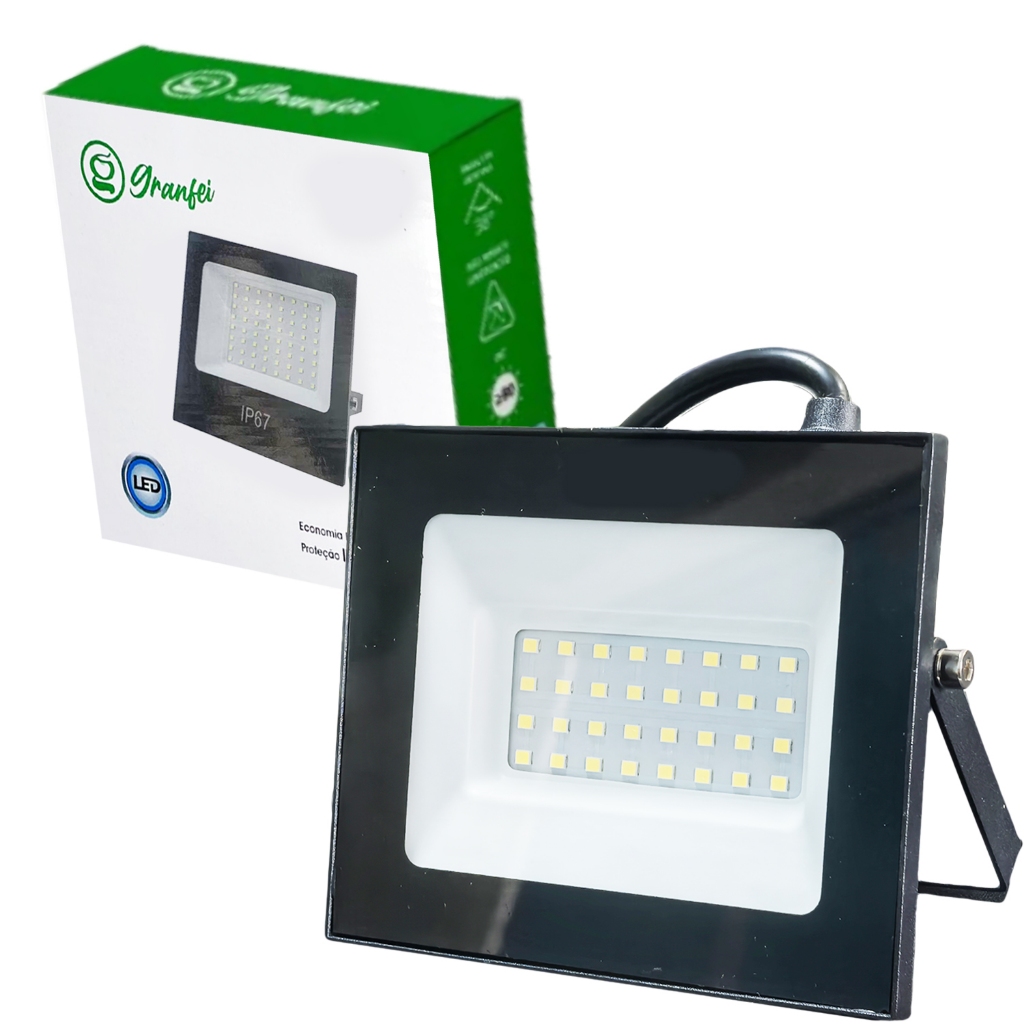 Kit Mini LED Refletor 100W 200W Branco Frio 6500K Smd IP65 Slim Projetor Holofote Campo Garagem ...