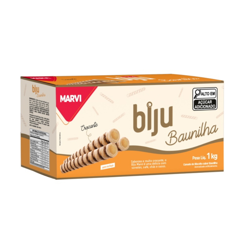 Canudo de Sorvete Biju Baunilha 1kg Marvi – Crocante para Sobremesas ...