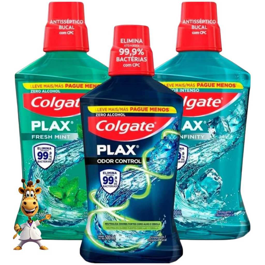 Kit 3 Unidades de Enxaguante bucal Colgate Plax Odor Control, Fresh ...