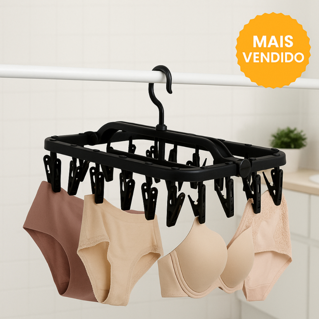 Varal de Calcinha Cueca Roupa Intimas Multiuso 26 Prendedores Dobrável Retrátil Resistente ...