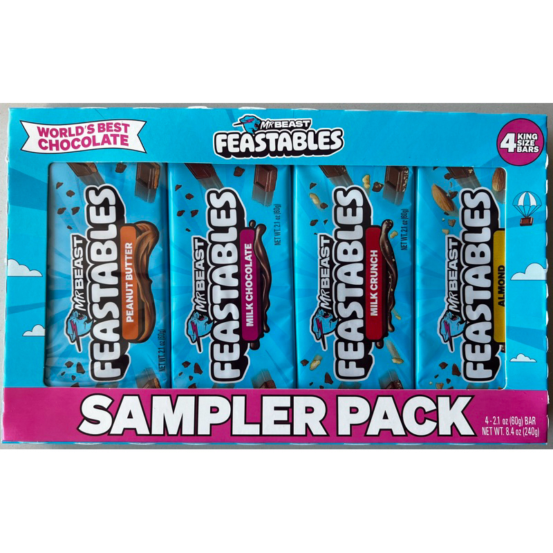 Chocolate MrBeast Youtuber Tik Tok Feastables Sampler Pack | 4 Sabores ...