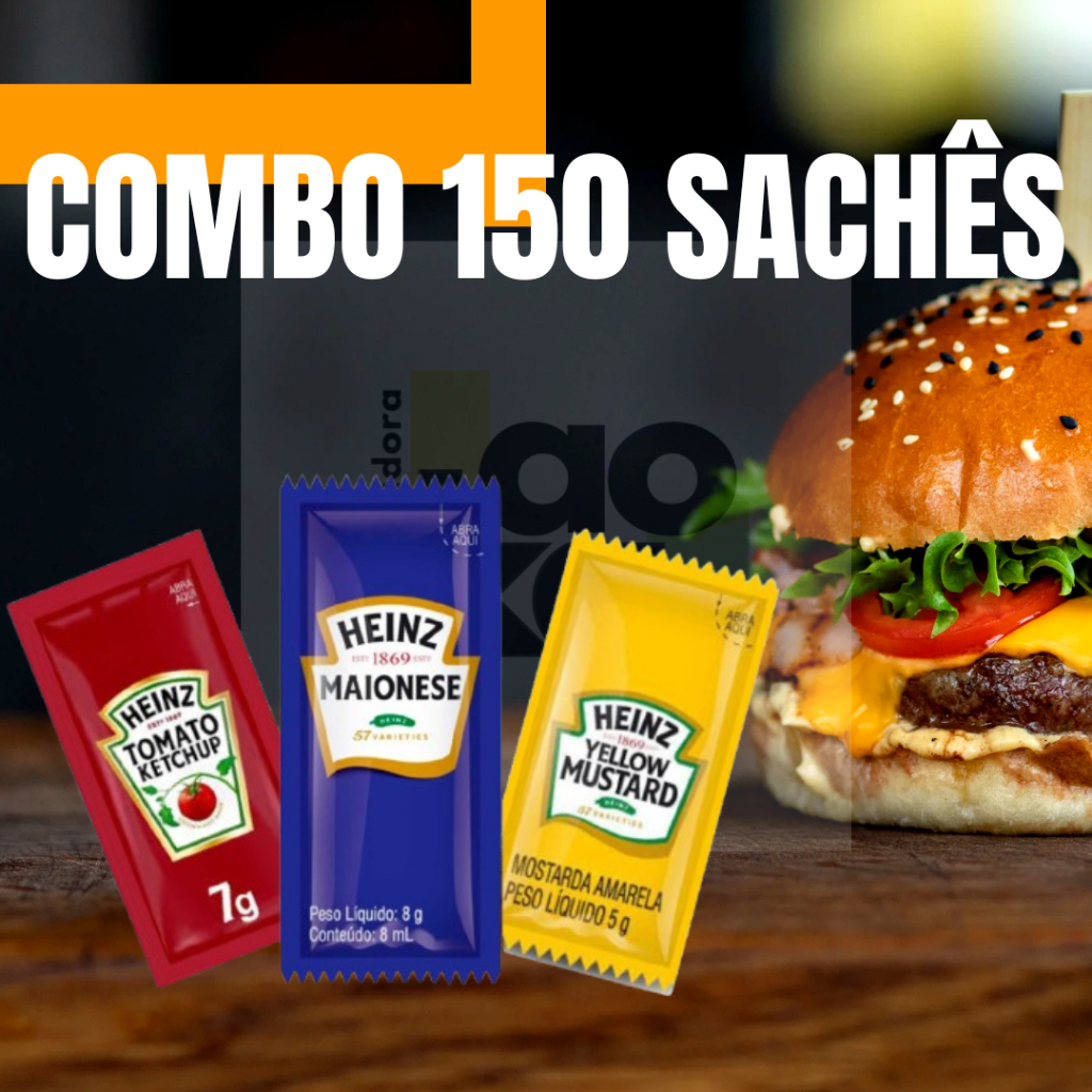 Maionese Ketchup e Mostarda Heinz Combo 150 Sachês | Shopee Brasil