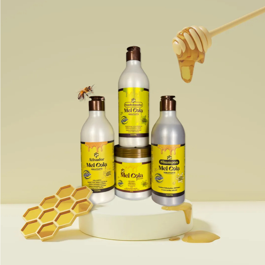 Mel Cola Kit Completo - 1 Mel Cola Hidratante - 1 Ativador de Cachos ...