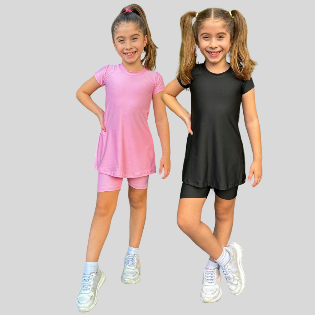 Kit 2 Conjuntos Fitness Moda Evangelica Infantil Menina Kids Roupa de ...