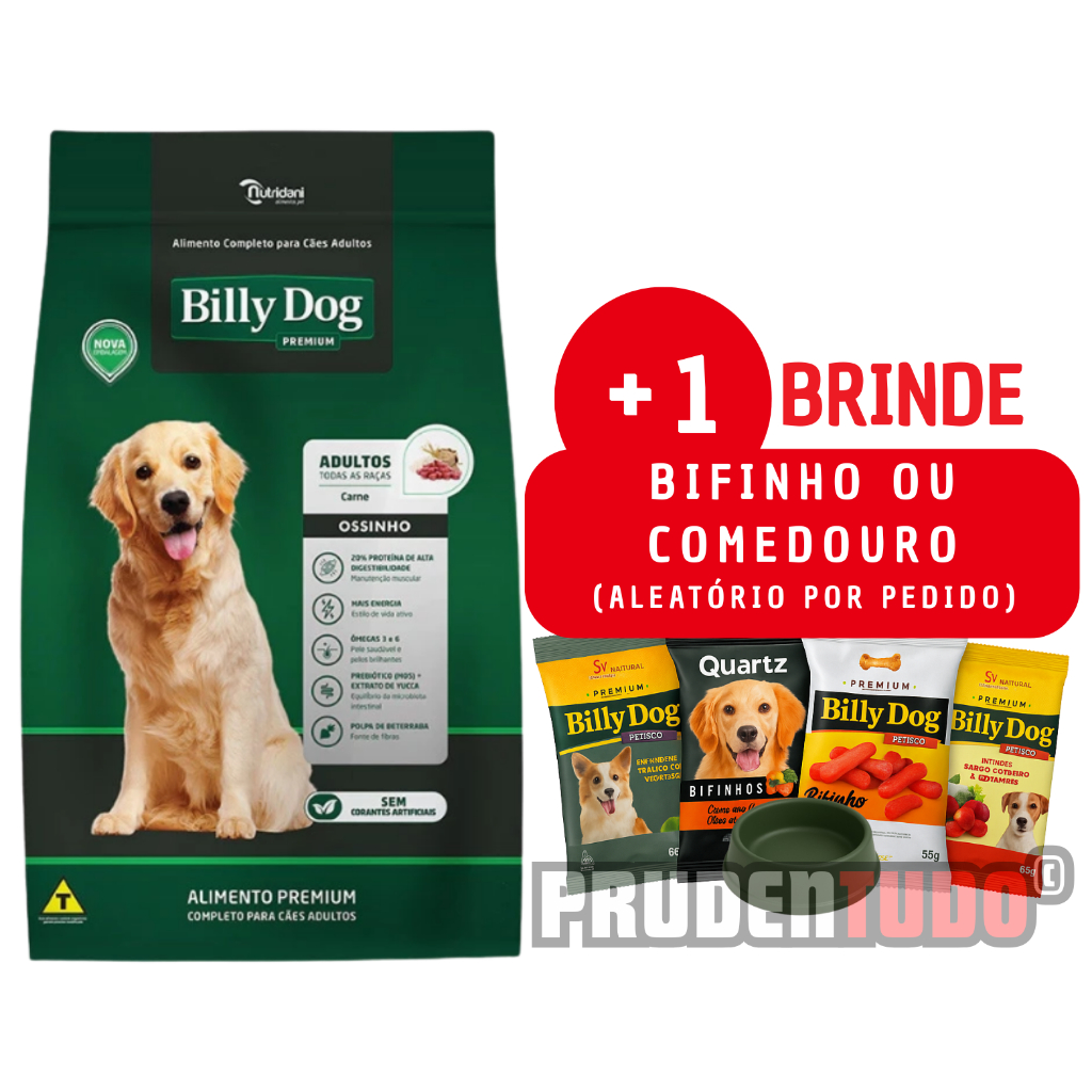 RAÇÃO BILLY DOG PREMIUM ADULTOS OSSINHO CARNE (OFERTA RELÁMPAGO ...