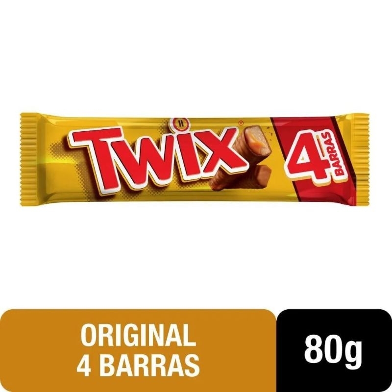 Kit com 8 pacotes Chocolate Twix Original 4 Barras 80g cada | Shopee Brasil