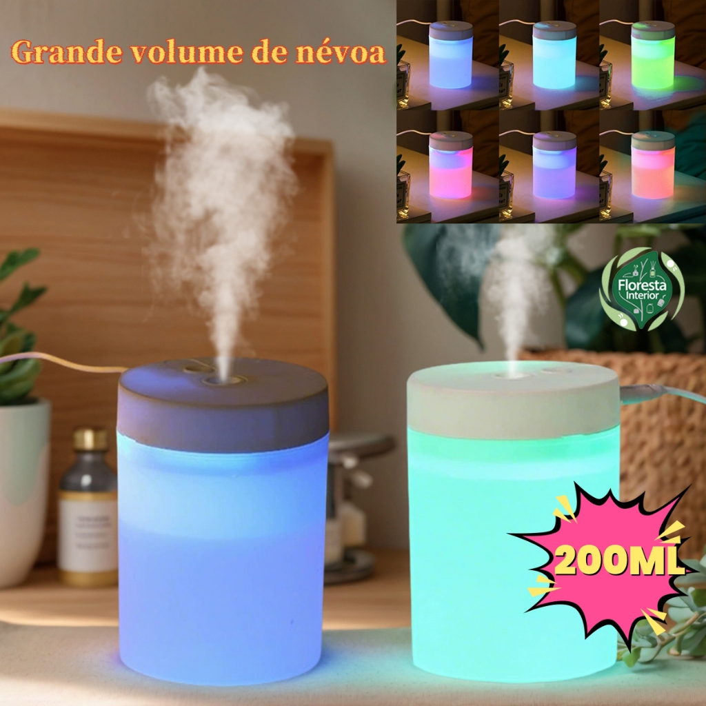 Mini Umidificador De Ar Portátil Usb Led 200ml | Shopee Brasil