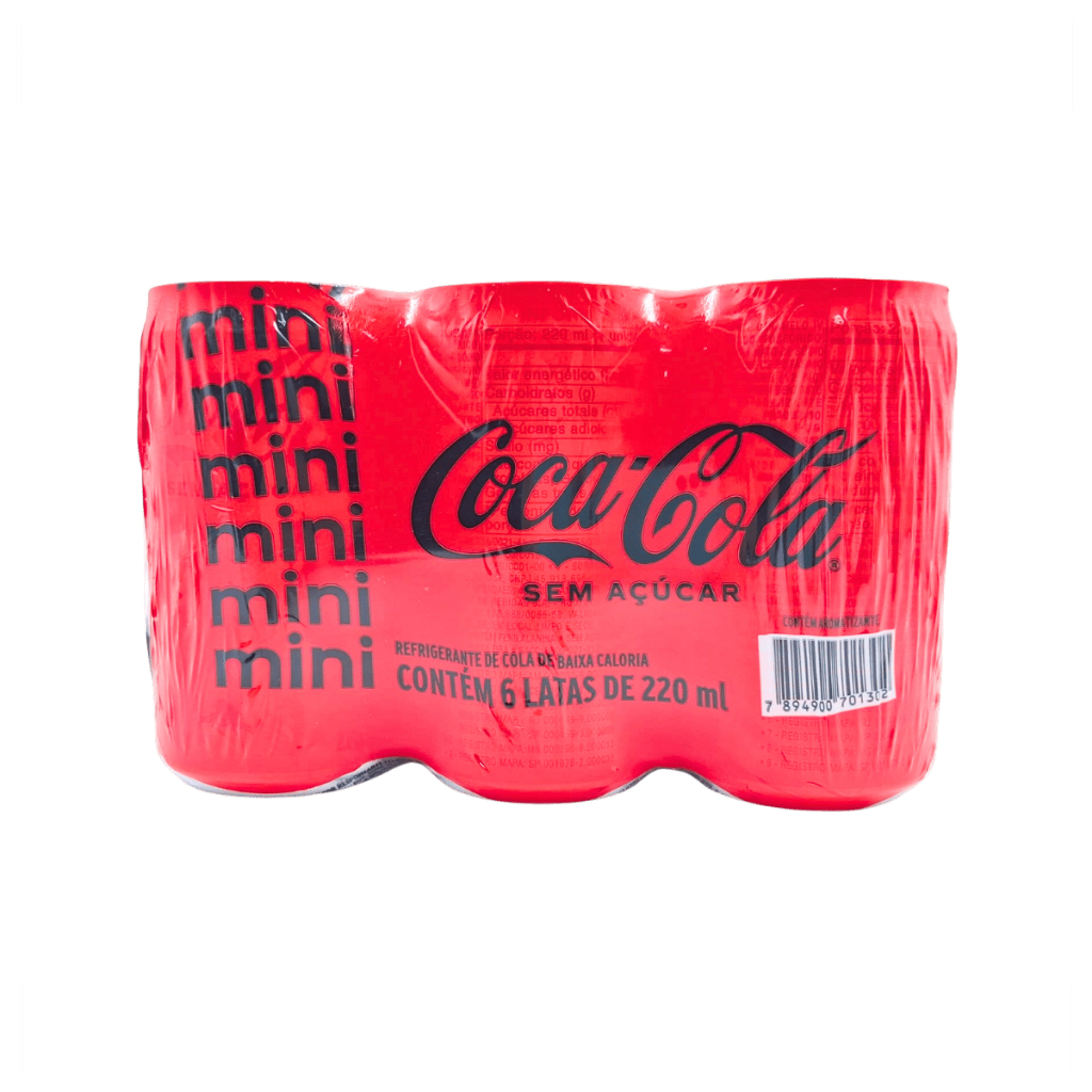 Coca Cola Zero Açúcar Mini Lata 220ml - Pack com 6 Unidades - Sabor ...