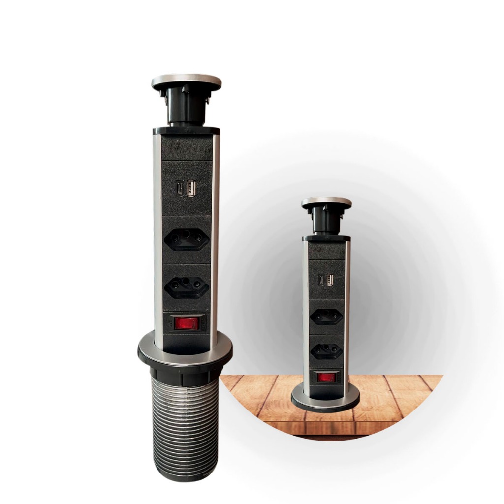 Torre De Tomada P Bancada Embutir Retrátil Usb-c Com 2 Tomada | Shopee ...