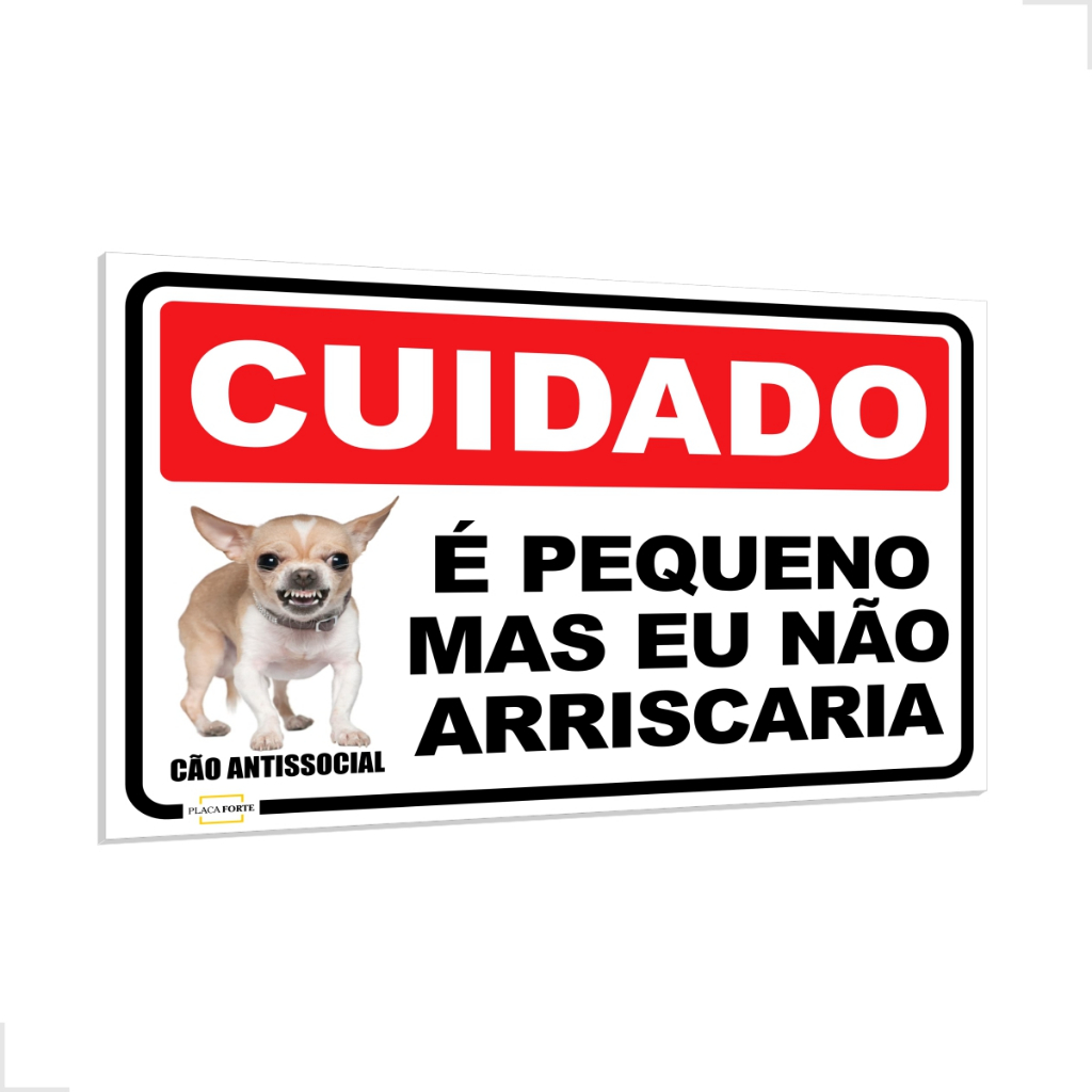 Placa Divertida "CUIDADO: Cão Antissocial" - 30x20 cm - Humor e Alerta ...