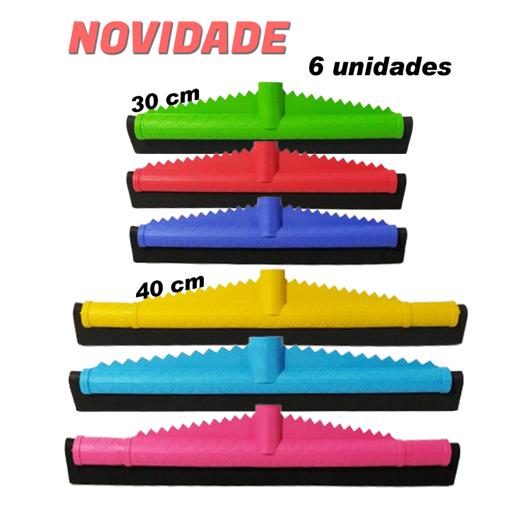 Rodo plástico 6 rodos (3 de 30 e 3 de 40 cm) em 6 cores diferenciadas ...
