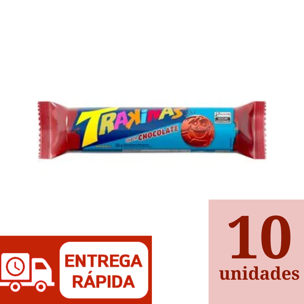 Biscoito Recheado Trakinas Chocolate 126g – 10 UND | Shopee Brasil