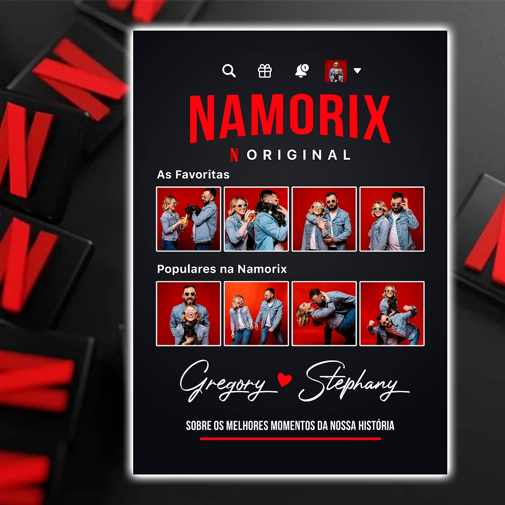 Quadro Placa Casal Namorix Netflix Filme e Foto Personalizado - Dia Dos Namorados Presente de ...