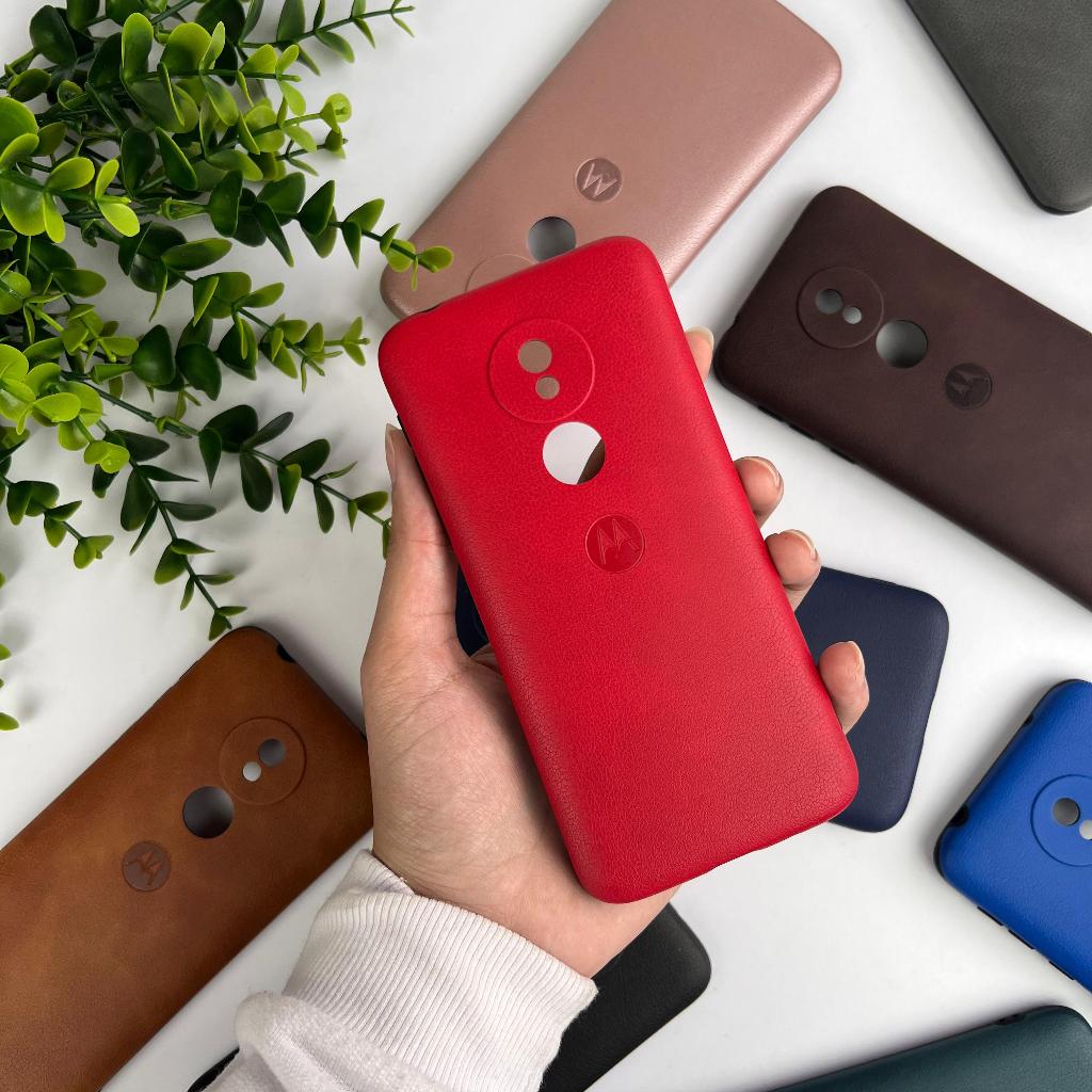 Capa Textura De Couro Para Motorola G7 Power / Forrada por dentro ...