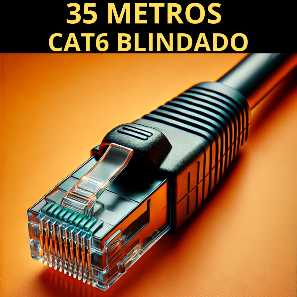 Cabo De Rede 35 Metros Blindado Stp Cat6 Preto | Shopee Brasil