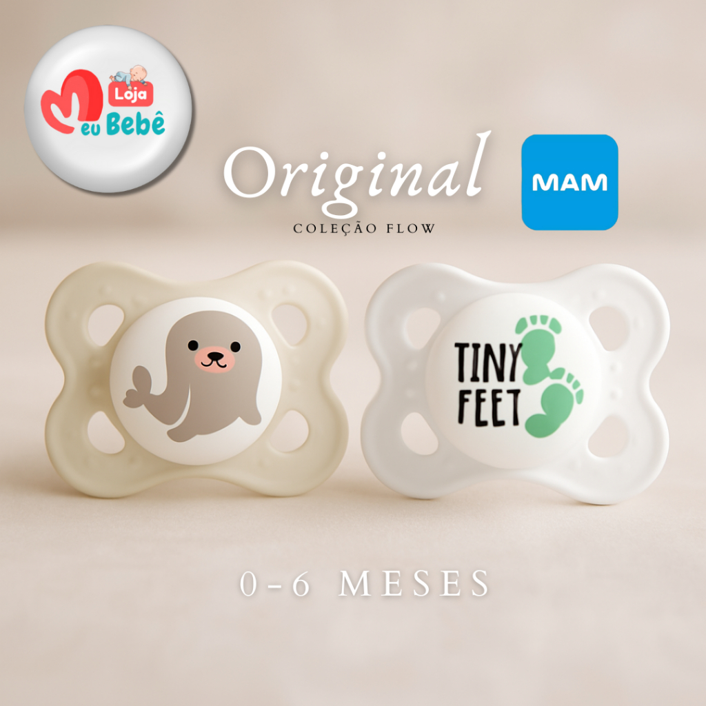 Chupeta dupla Original MAM 0 a 6 mese+ Coleção Flow Neutra | Shopee Brasil