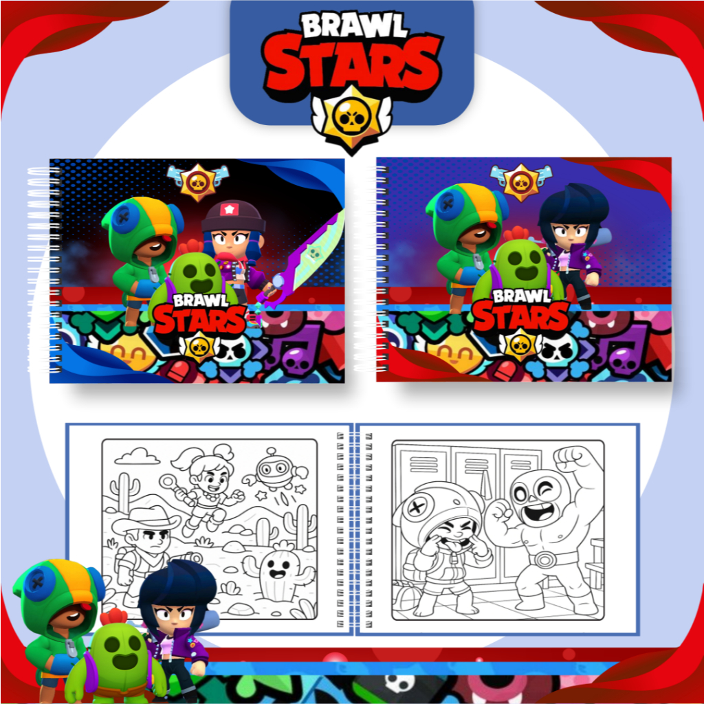 Livro de Colorir Brawl Stars 50 Folhas 180G Caderno de Desenho Pintura ...
