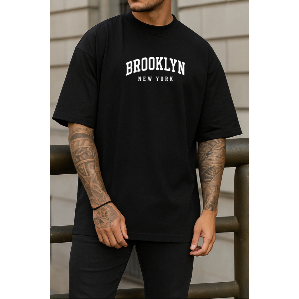 Camisa Oversized Masculina Streetwear Premium Larga Gola Alta Brooklyn ...
