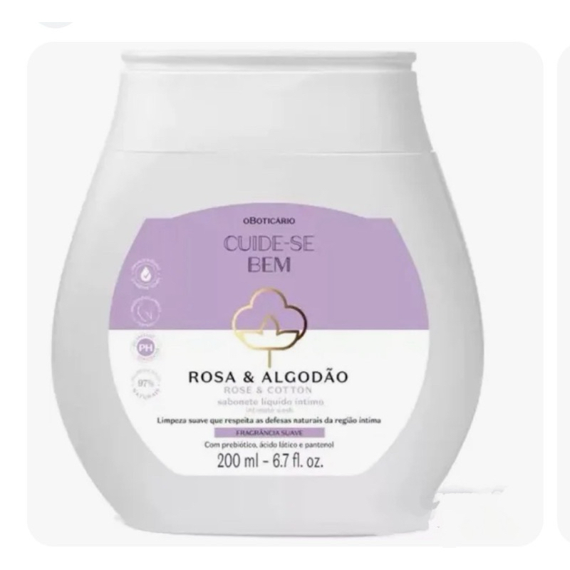 Sabonete Líquido íntimo Rosa e algodão 200ml(cuide-se bem) | Shopee Brasil